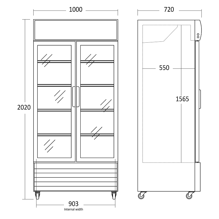 Koolmax SD802HE Double Hinged Glass Door Fridge