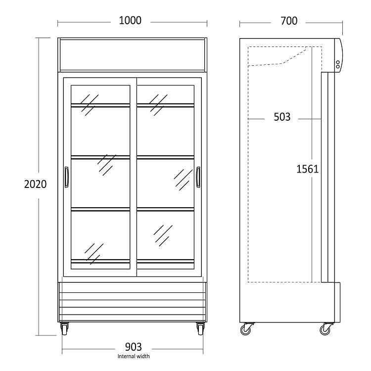 Koolmax SD802SLE Double Sliding Glass Door Fridge